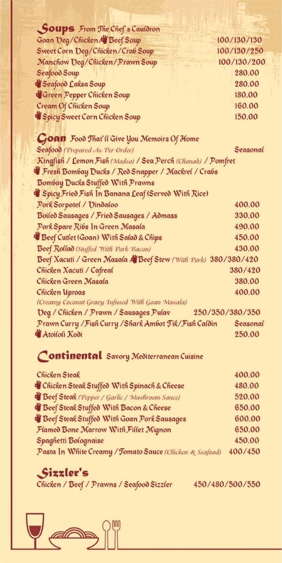 Menu - Peppers Gourmet Cuisine