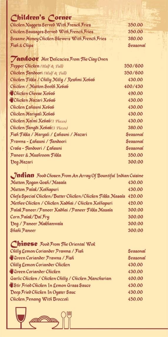 Menu - Peppers Gourmet Cuisine